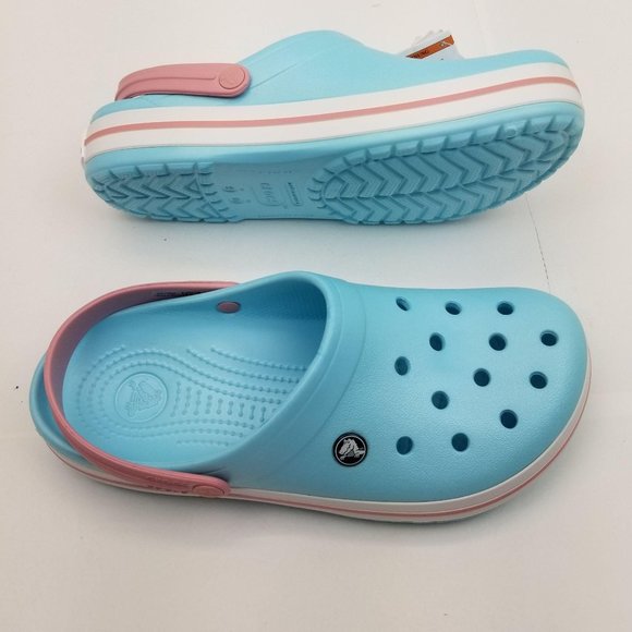 CROCS | Shoes | Crocs Crocband Clog Ice Blue White Pink | Poshmark
